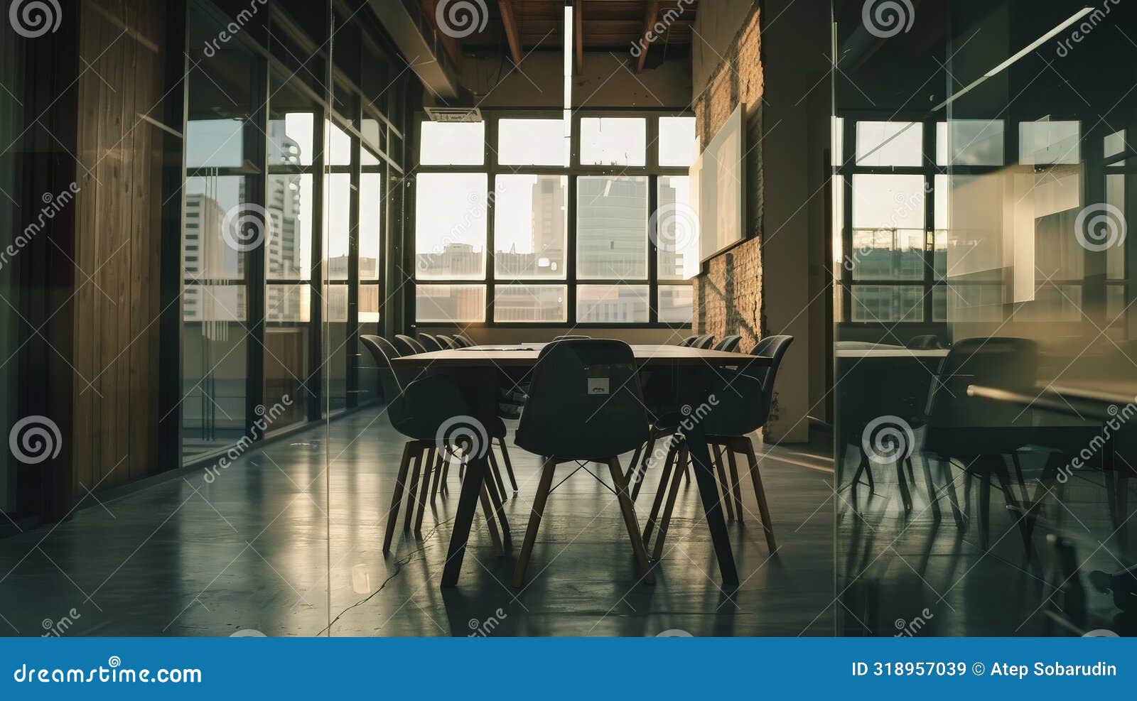 Empty Meeting Room in Office. Generative Ai Stock Illustration - Illustration of room, bright ...