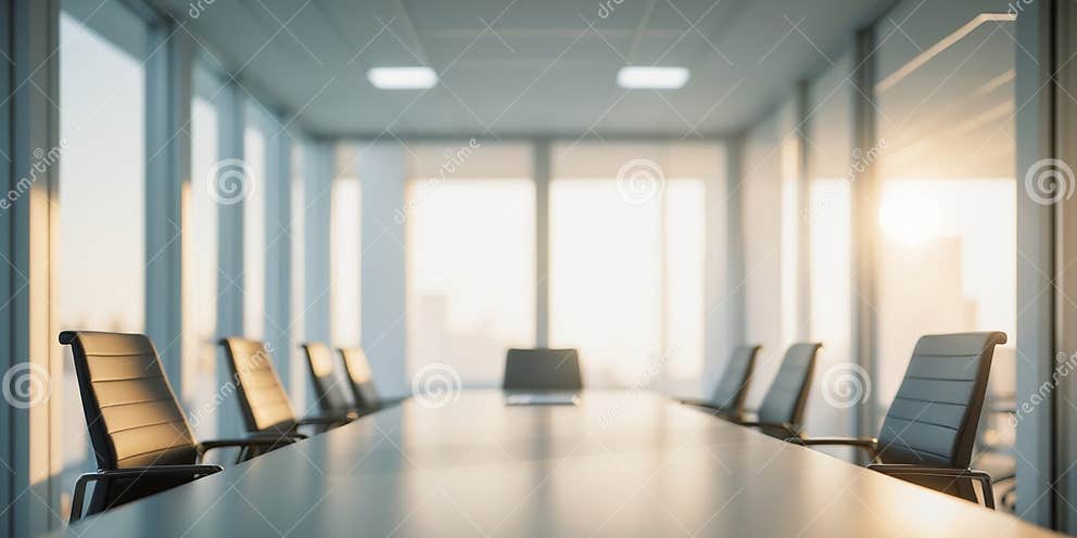 Empty Meeting Table in a Modern Office with Natural Light Stock Photo ...