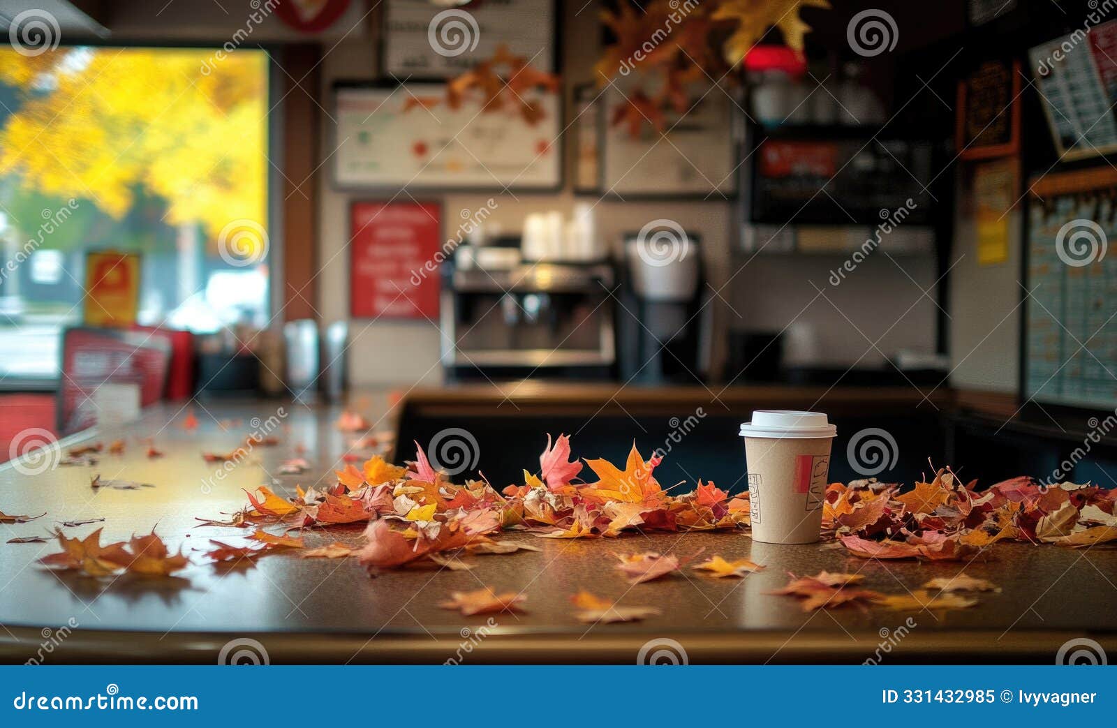 Empty Menu Board on a Counter, Fall Leaves Scattered Around Stock Image ...
