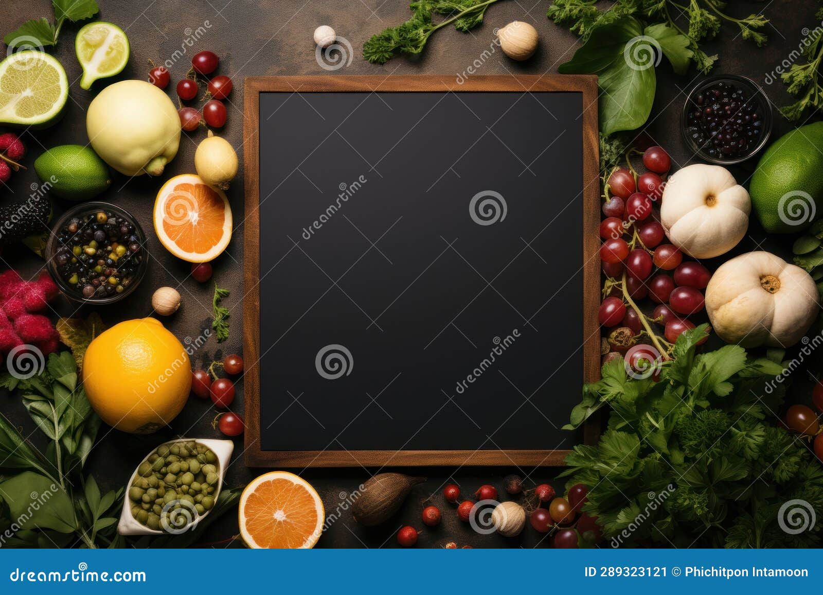 Empty Menu Board on the Food Ingredient Mockup Blank of Info Banner ...