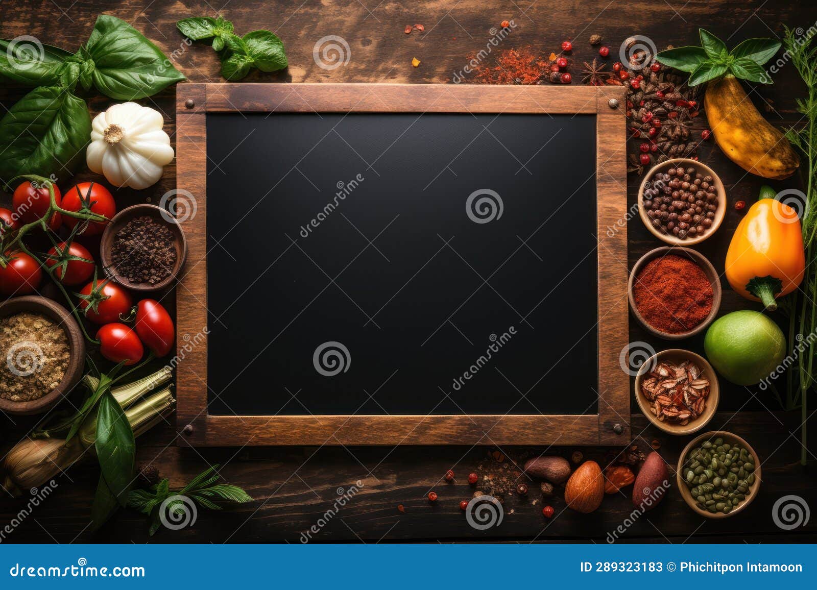 Empty Menu Board on the Food Ingredient Mockup Blank of Info Banner ...