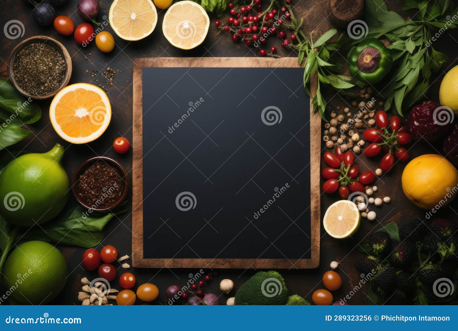 Empty Menu Board on the Food Ingredient Mockup Blank of Info Banner ...