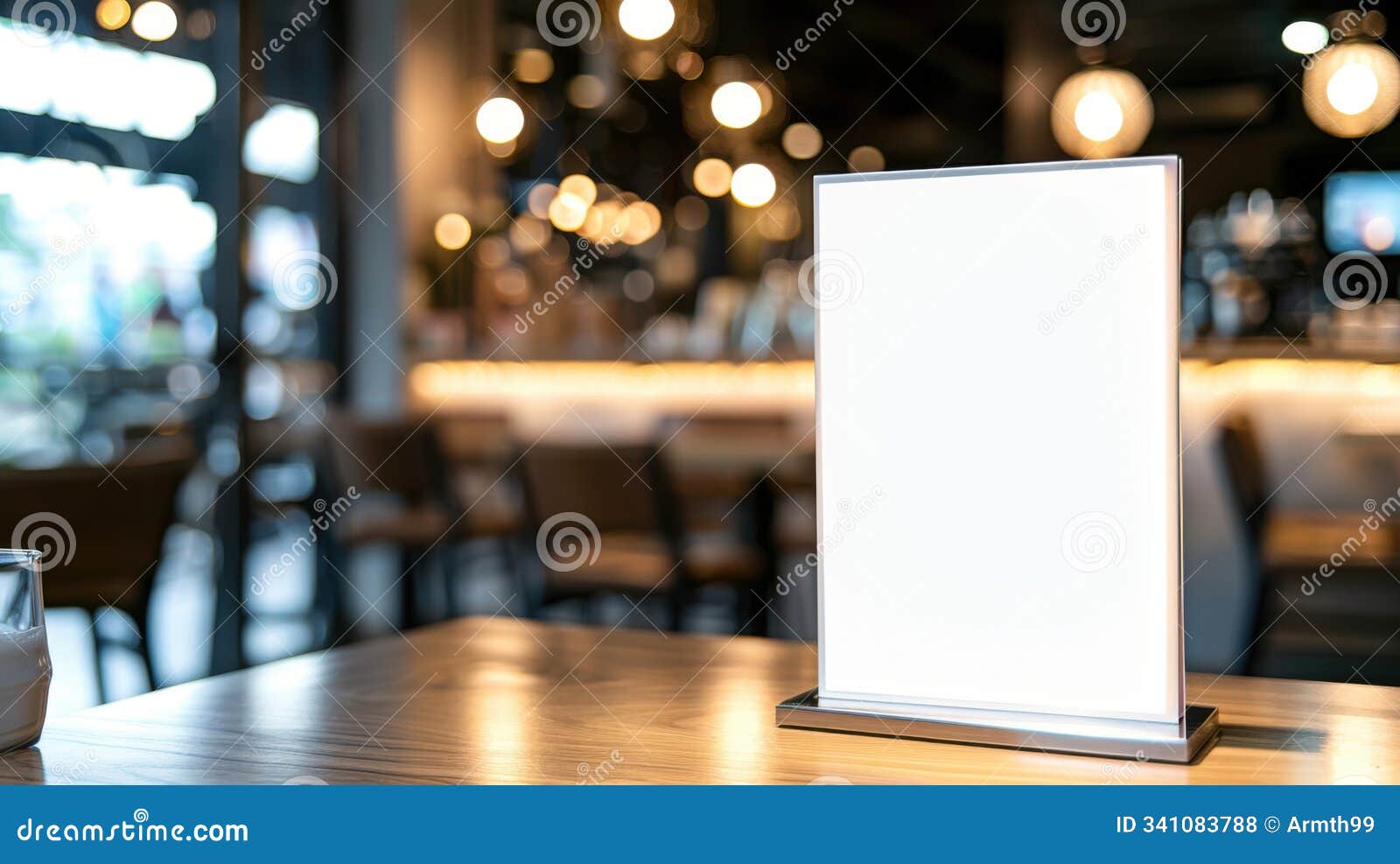 Empty Menu Stand on a Table in a Modern Restaurant Interior Decor Stock ...