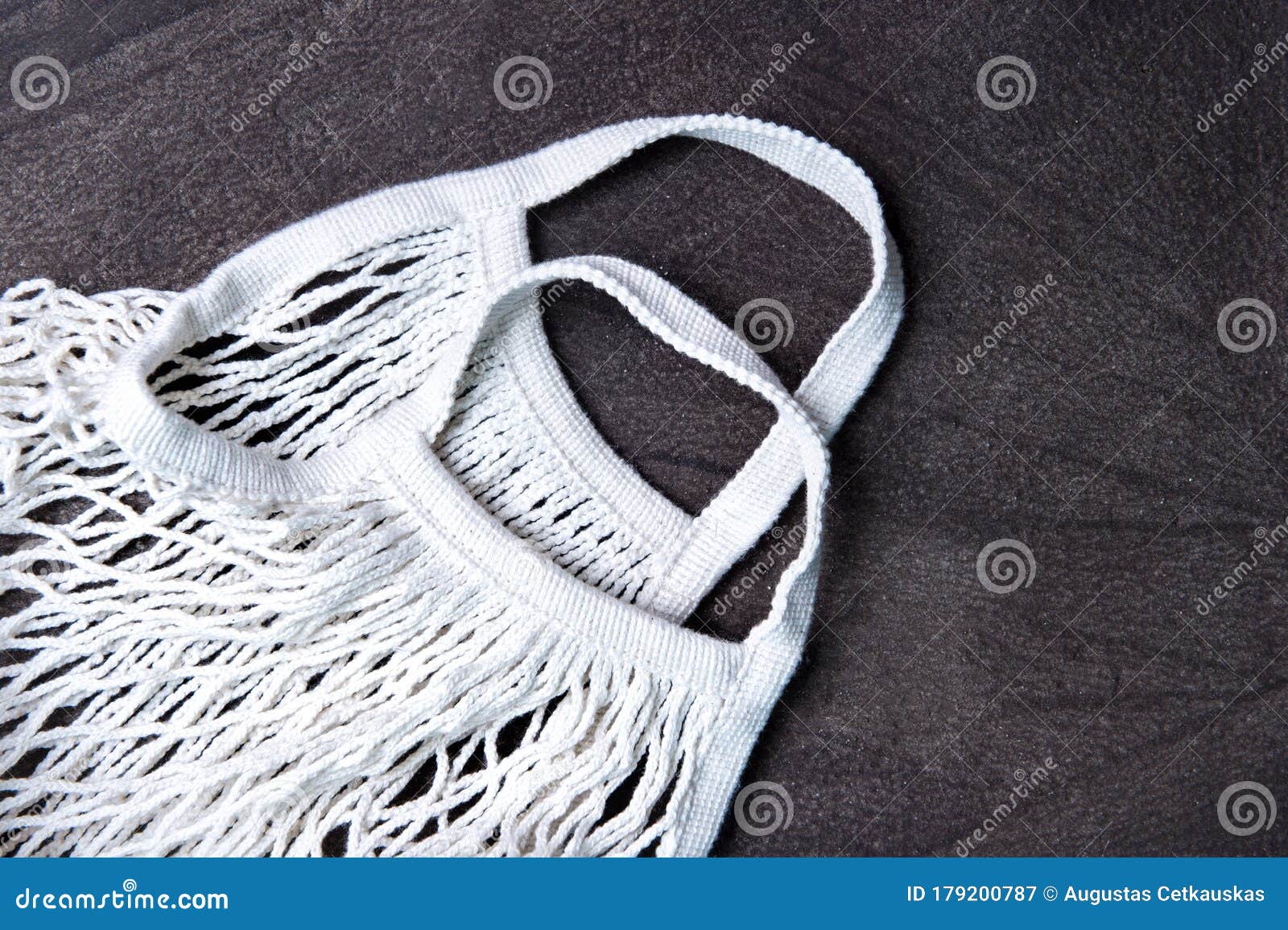 Empty Mesh Bag for Shopping on a Grey Background. Zero Waste Shopping ...