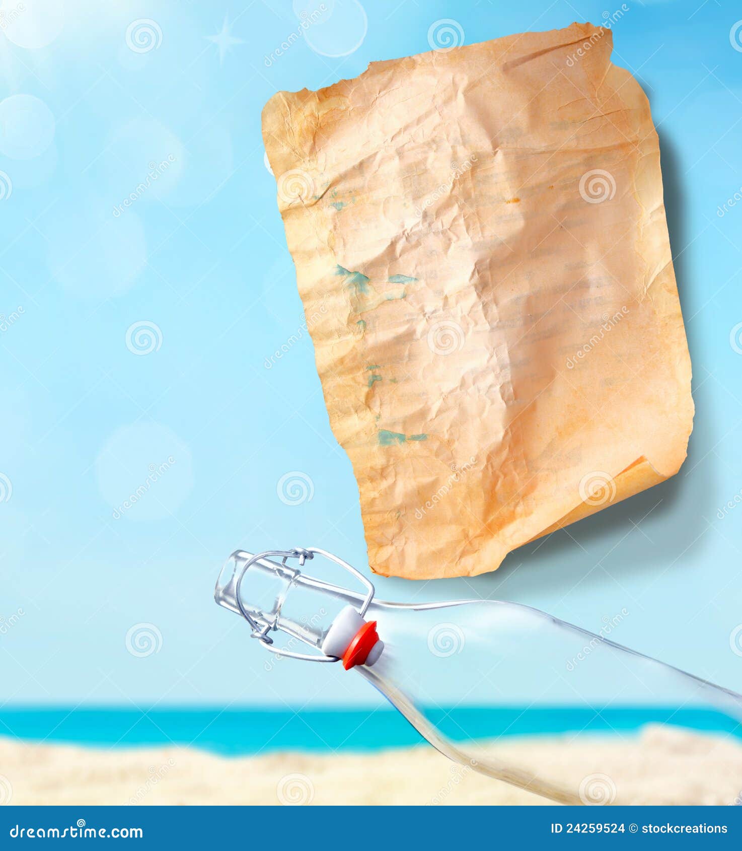 Empty Message Paper with a Bottle Stock Photo - Image of message ...