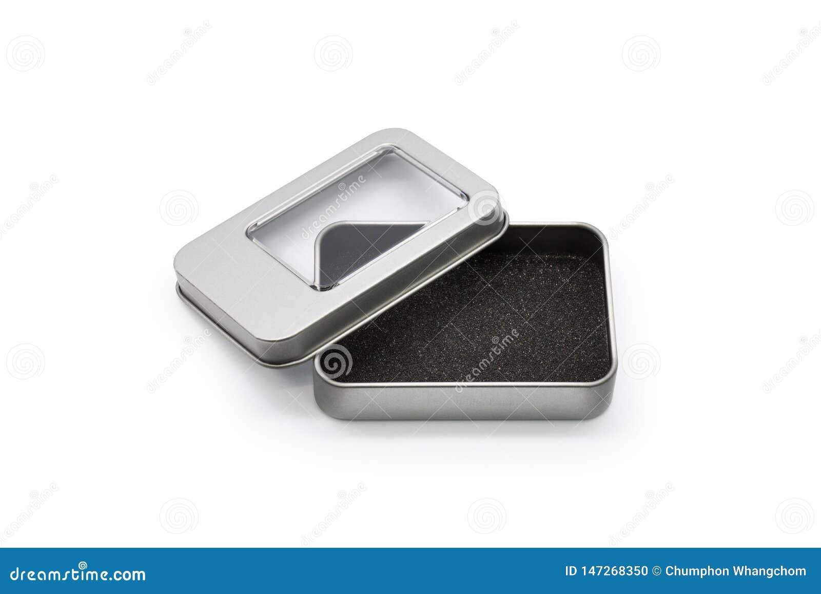 Empty Metal Box Isolated on White Background. Steel Container or ...