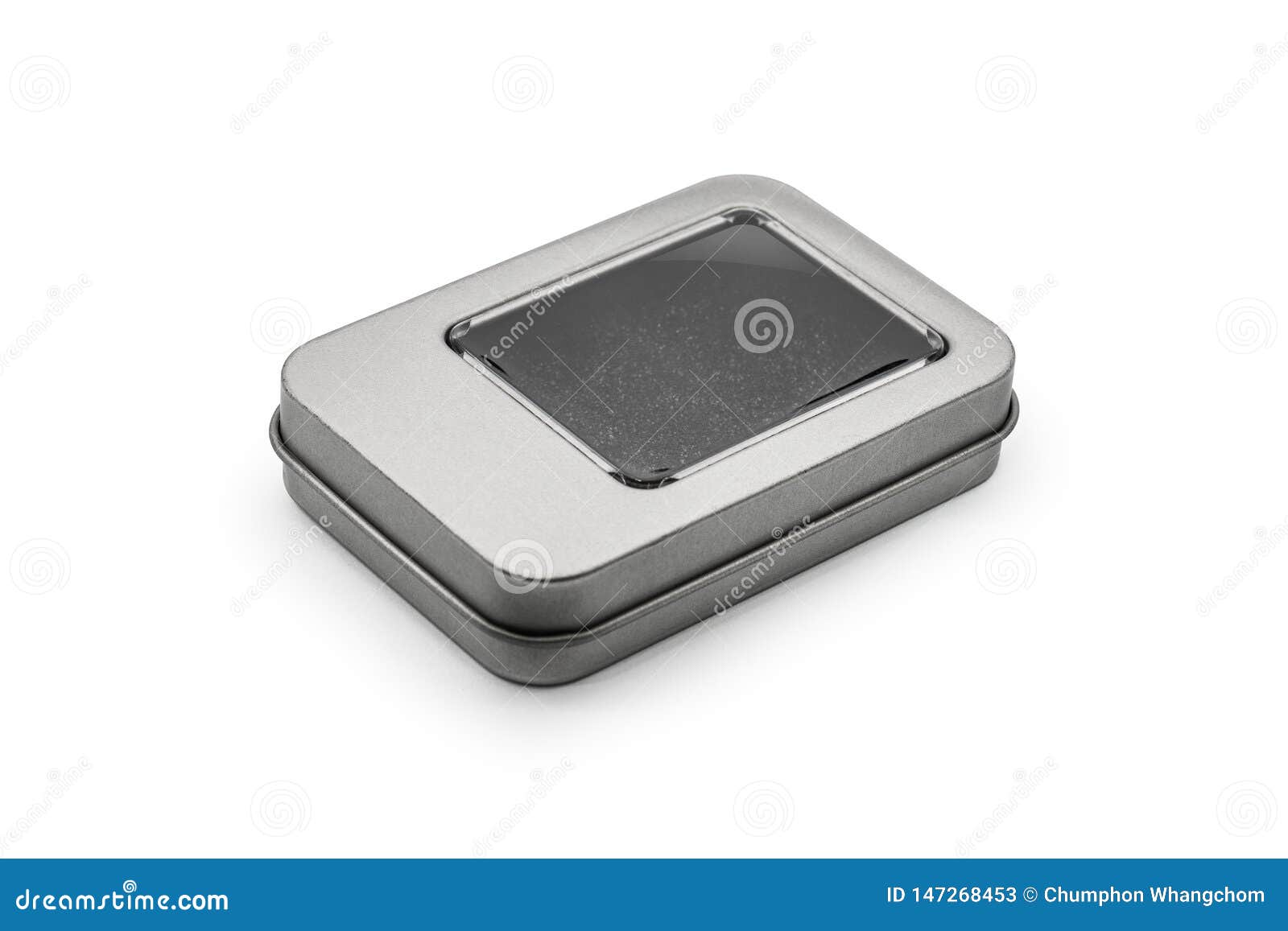 Empty Metal Box Isolated on White Background. Steel Container or ...