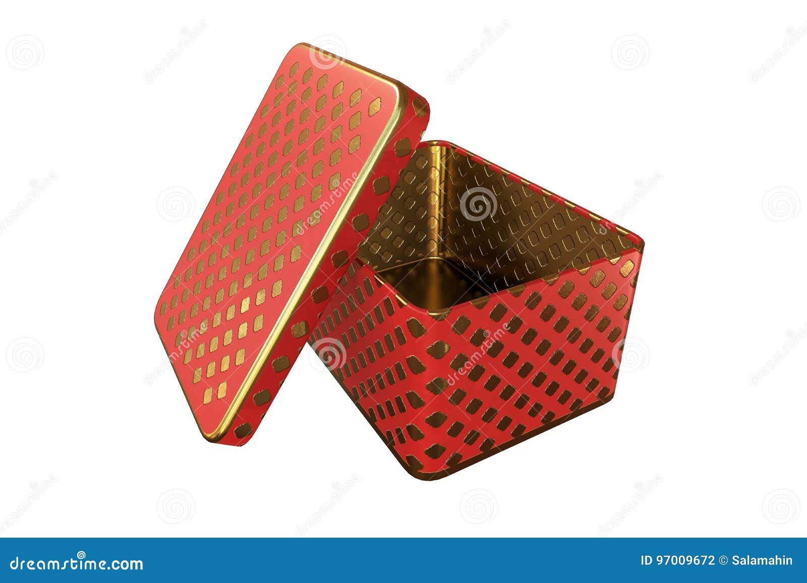 Empty Metal Box with Lid, Isolated on White Background, 3D Rendering ...