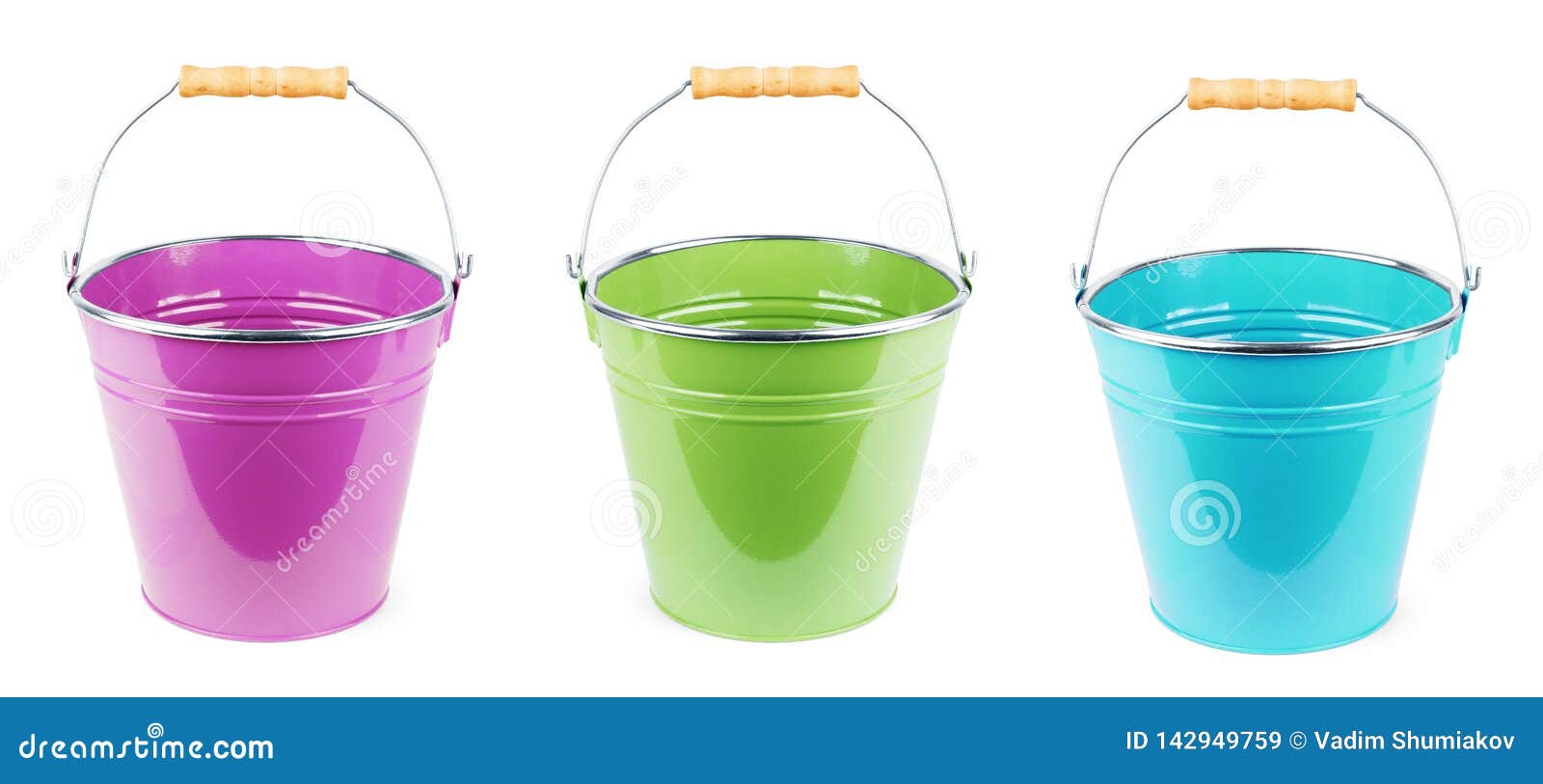 Empty Metal Bucket on a White Background Set Stock Image - Image of ...