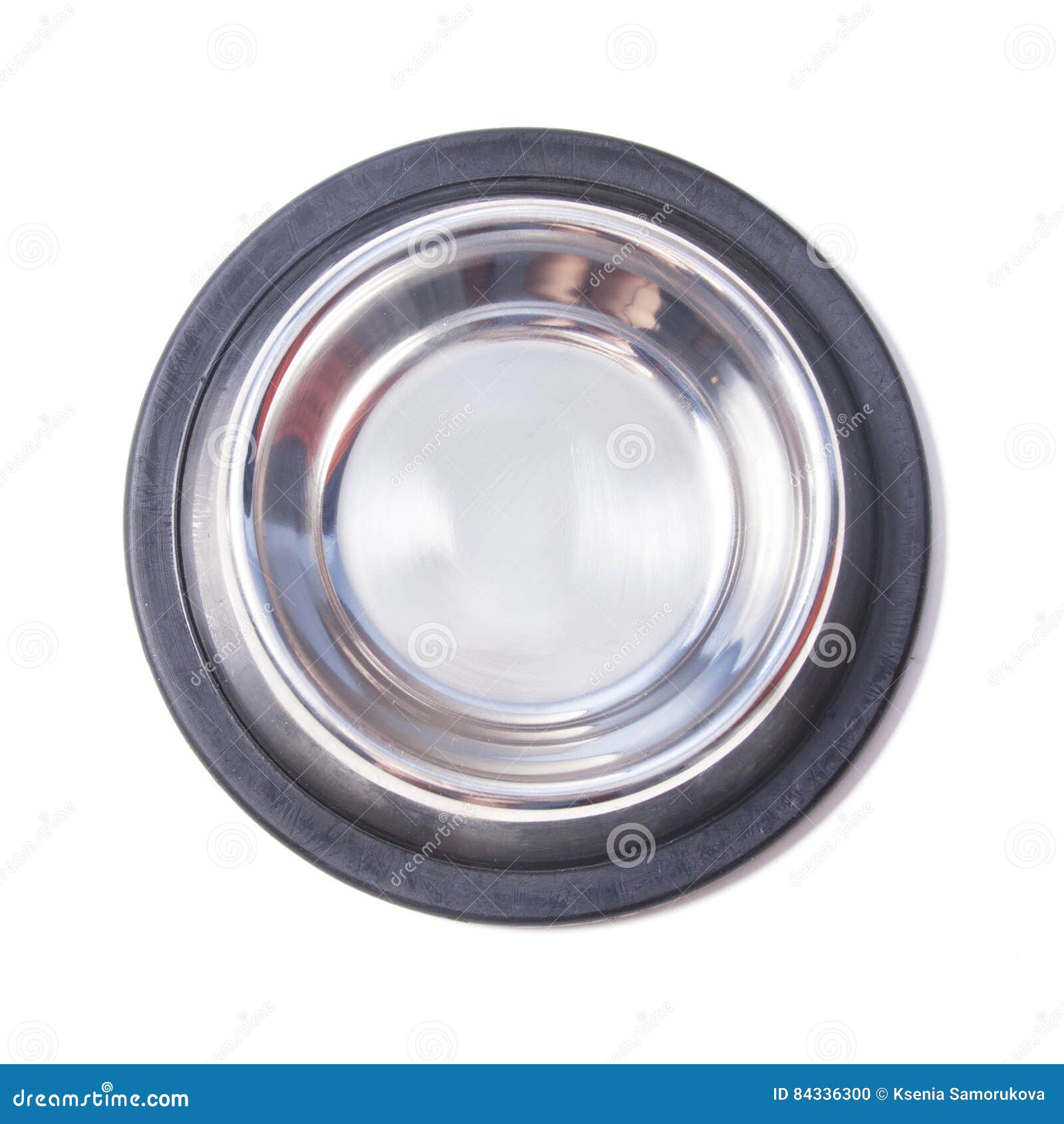 Empty Metal Cat Bowl. Top View Stock Photo - Image of round, plate ...