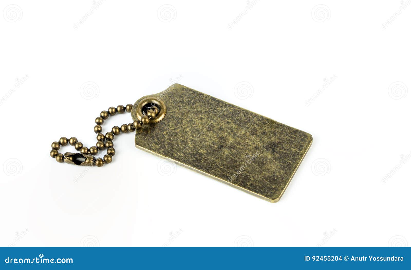 Empty Metal Gold Brass Tag Isolated on White Stock Photo - Image of ...