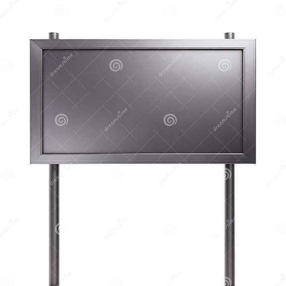 Empty Metal Post Sign Board on White Background Stock Illustration ...