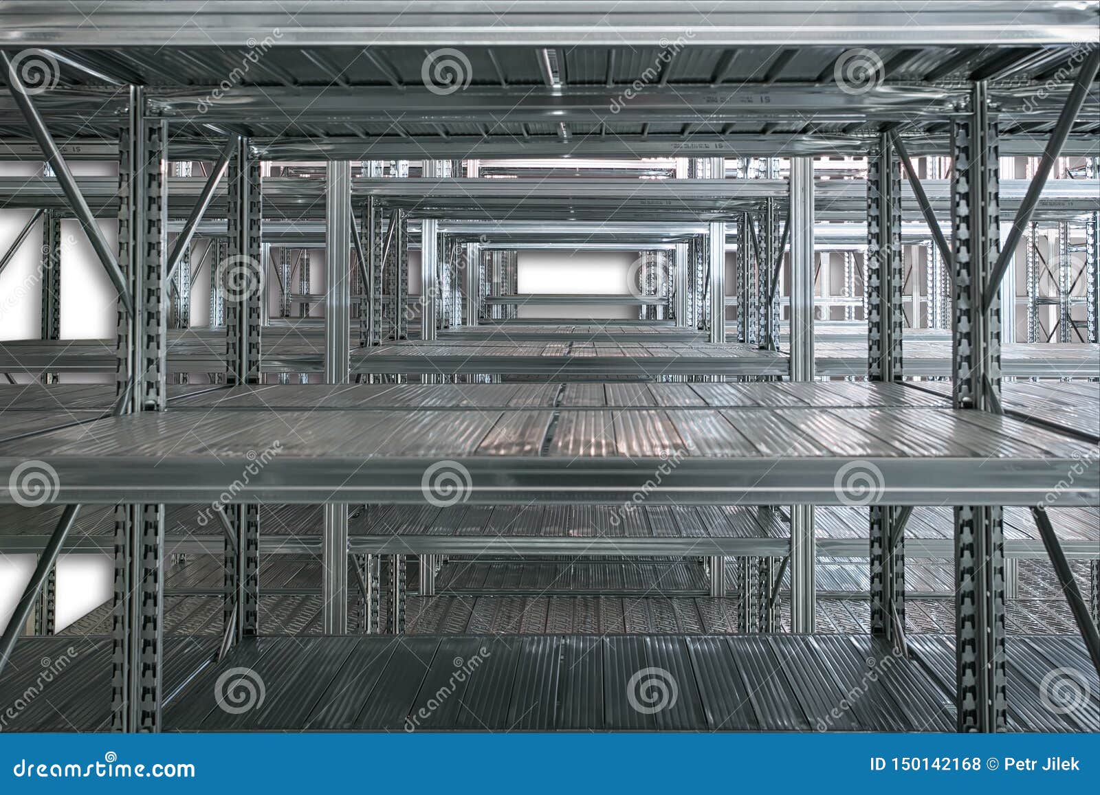 Empty Metal Shelf in Storage Room Stock Photo - Image of interior ...