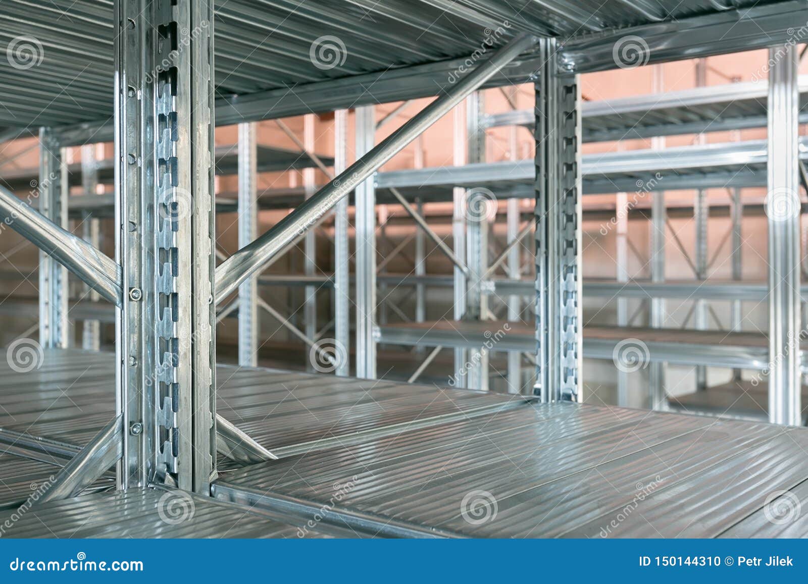 Empty Metal Shelf in Storage Room Stock Photo - Image of empty, large ...