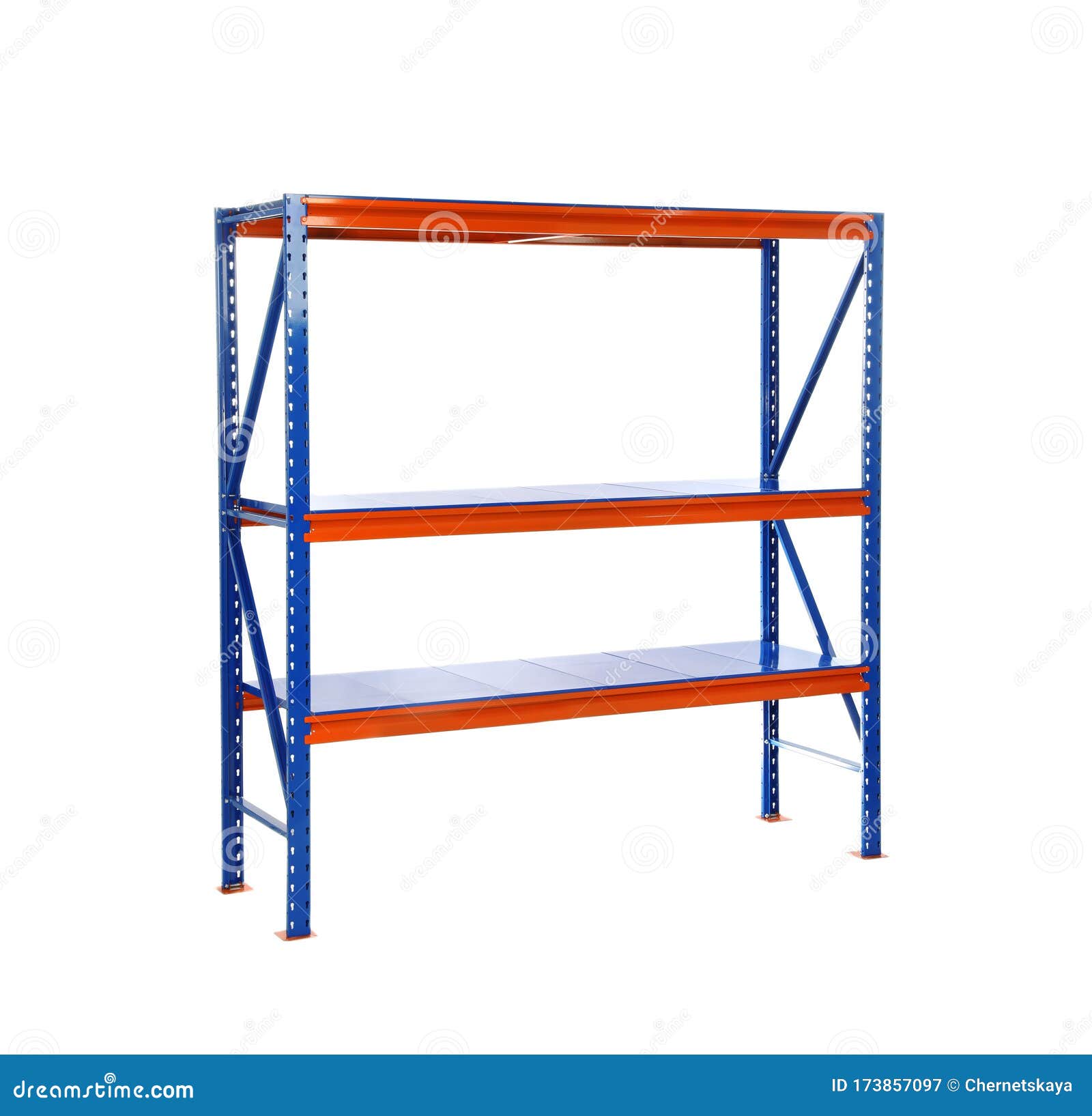 Empty Metal Shelving Unit Isolated Stock Image - Image of rack, blue ...