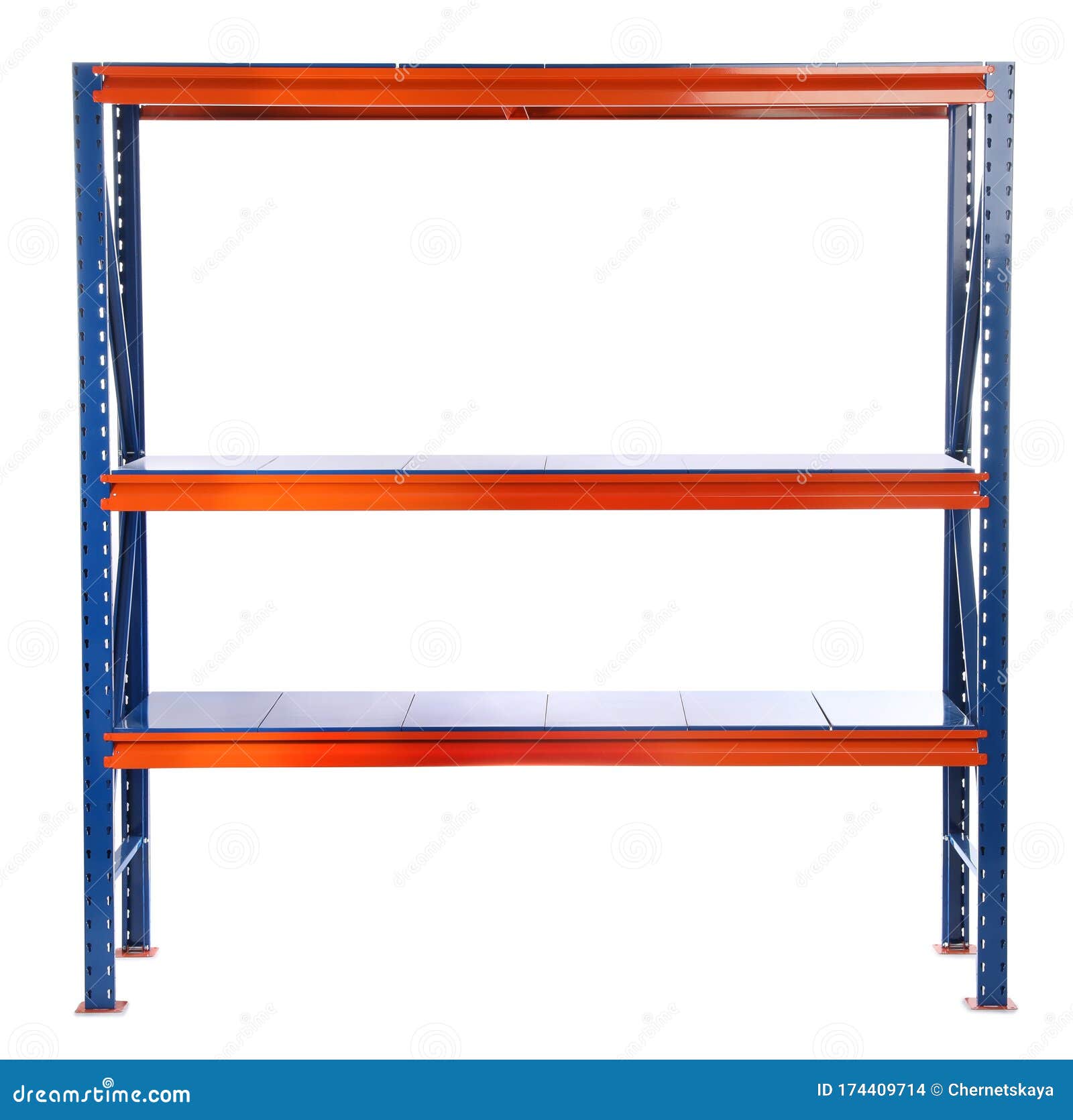 Empty Metal Shelving Unit Isolated Stock Photo - Image of organizing ...