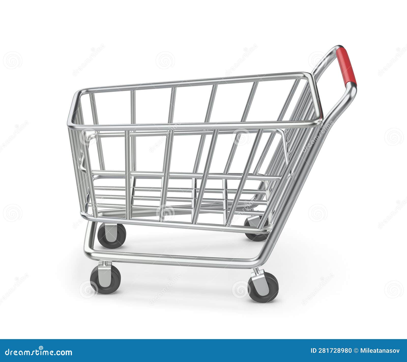 Empty metal shopping cart stock photo. Illustration of side - 281728980