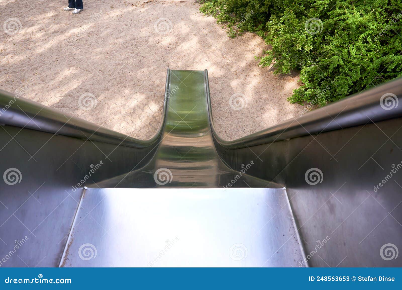 Empty Metal Slide on Playground Stock Image - Image of leisure ...