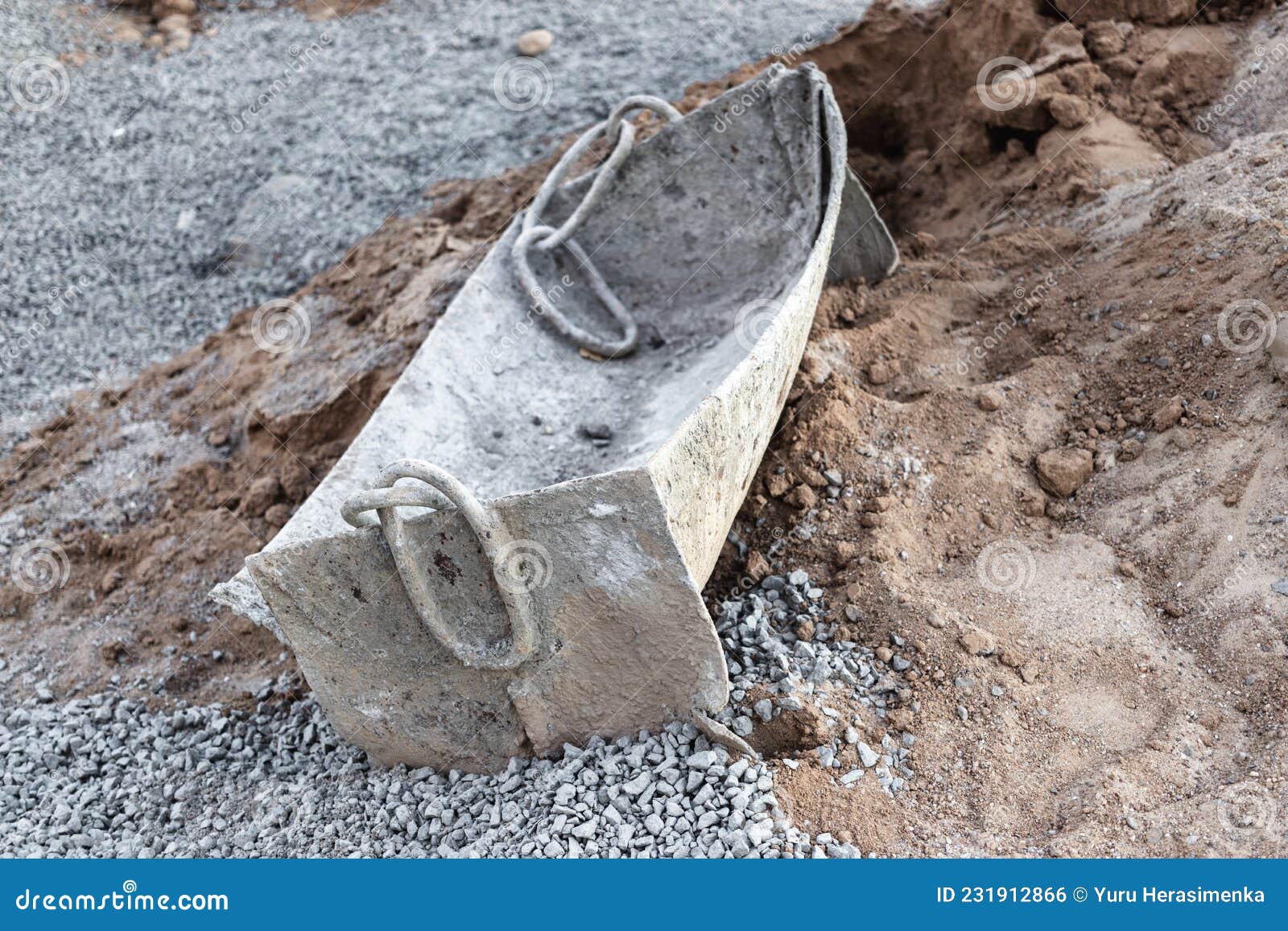 Empty Metal Trough for Conveying Concrete and Mortar in Construction ...