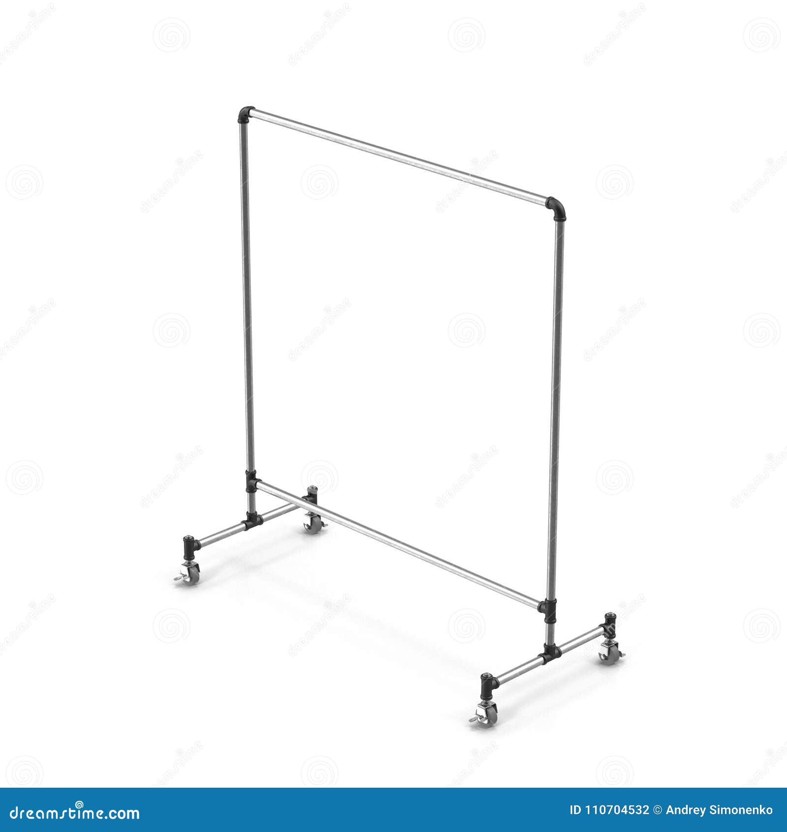 Empty Metall Clothing Display Rack on White. 3D Illustration Stock ...