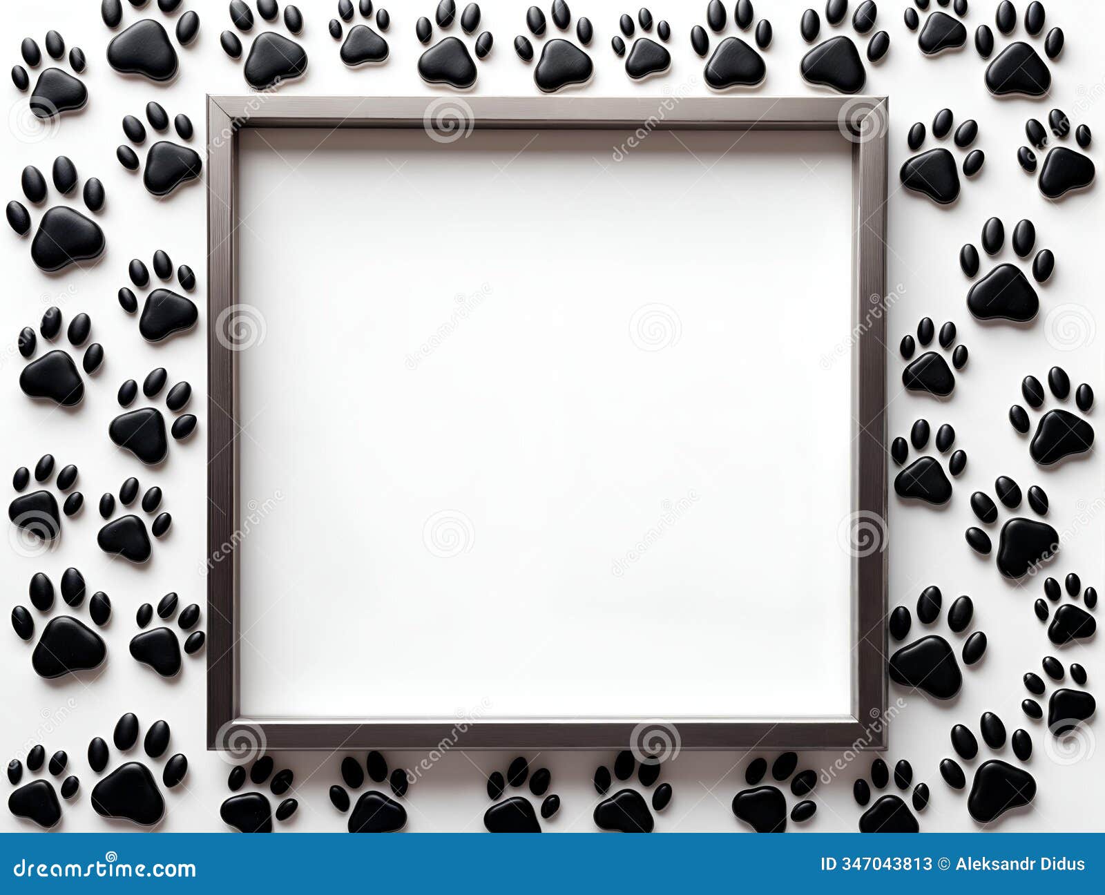 Rectangular Metallic Frame with Black Paw Print Border Stock ...