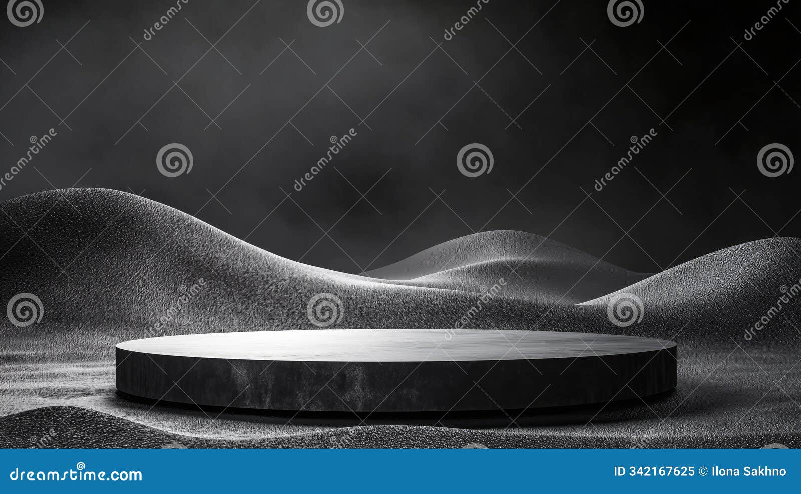 Empty Metallic Platform in a Mysterious Black Landscape Stock Image ...
