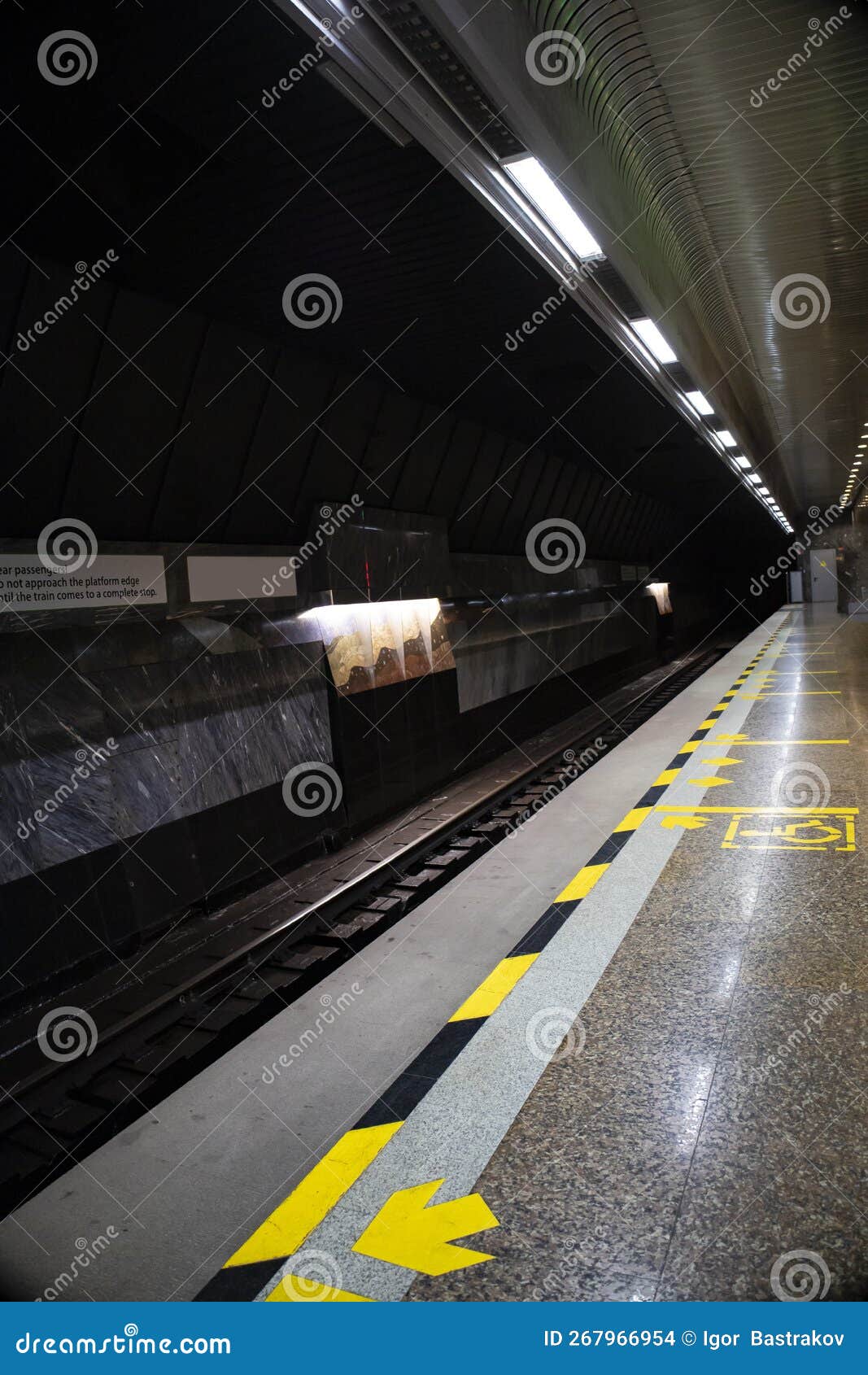 Empty Metro Station, Far from the Train. Stock Photo - Image of transit ...