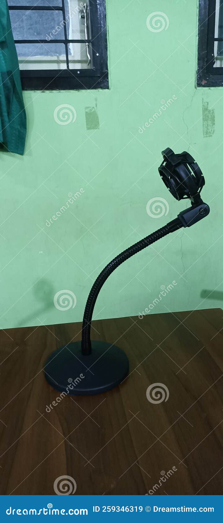 An empty mic stands stock image. Image of empty, windows - 259346319