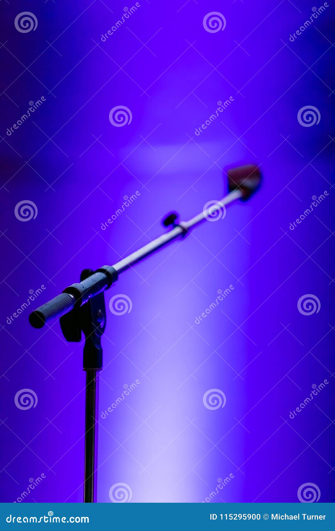 Empty Microphone Stand on a Stage Stock Photo - Image of blue ...