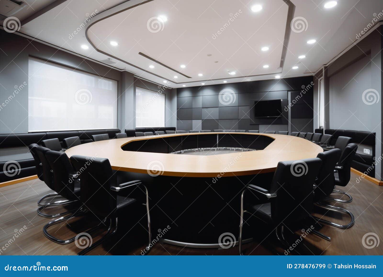 Minimalist Conference Room Interior, Orange Chairs Stock Photo ...