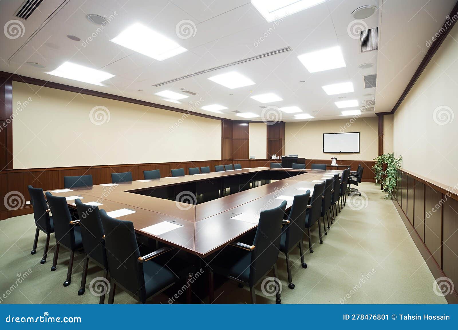 Minimalist Conference Room Interior, Orange Chairs Stock Photo ...