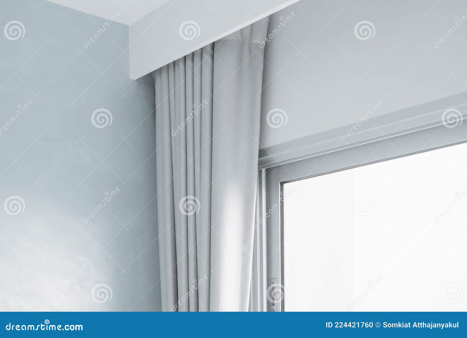 Empty Minimalist Room Interior Corner with Curtain, Slice Window on a ...