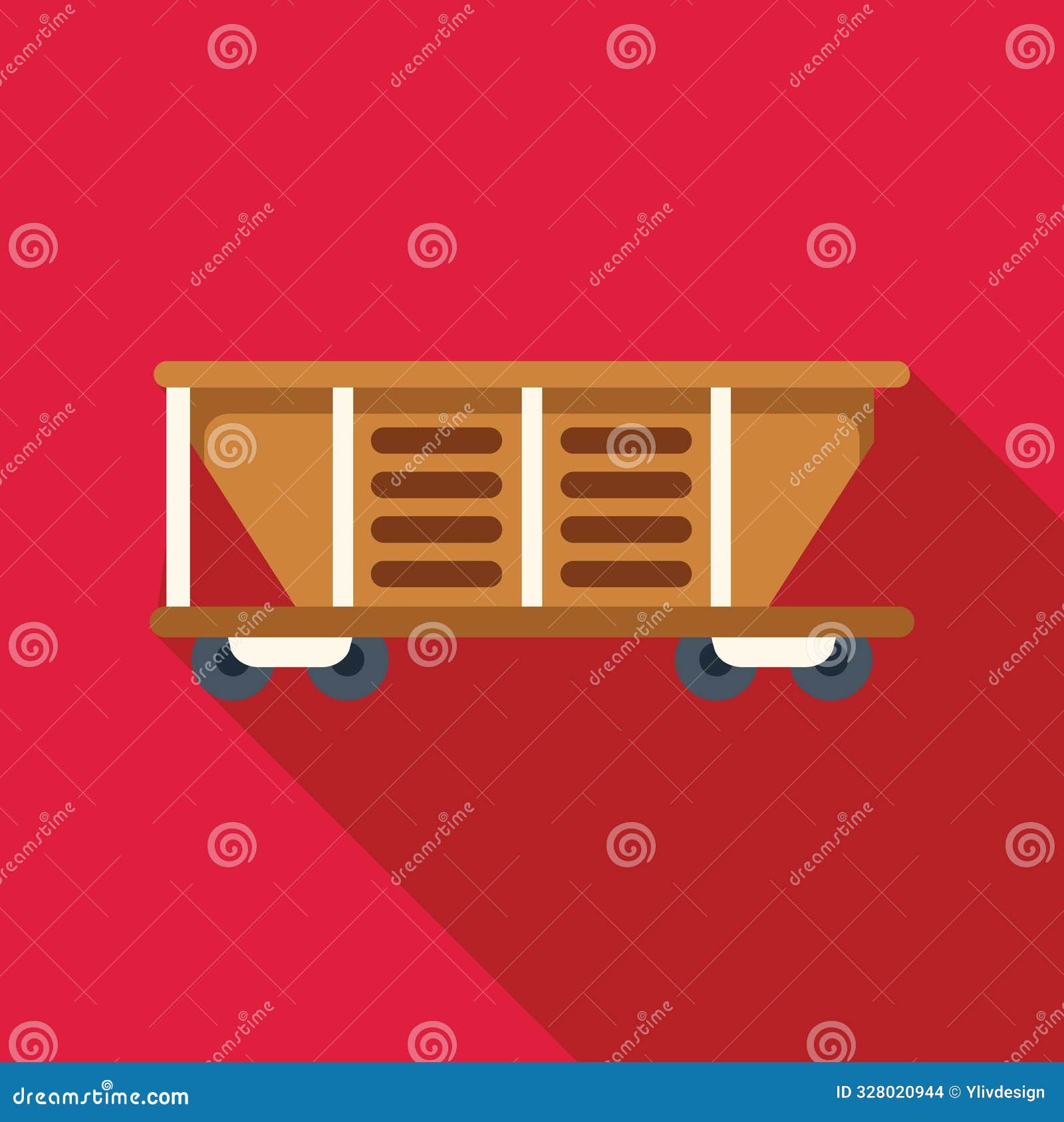 Empty Mining Wagon Standing on Rails on Red Background Stock Vector ...