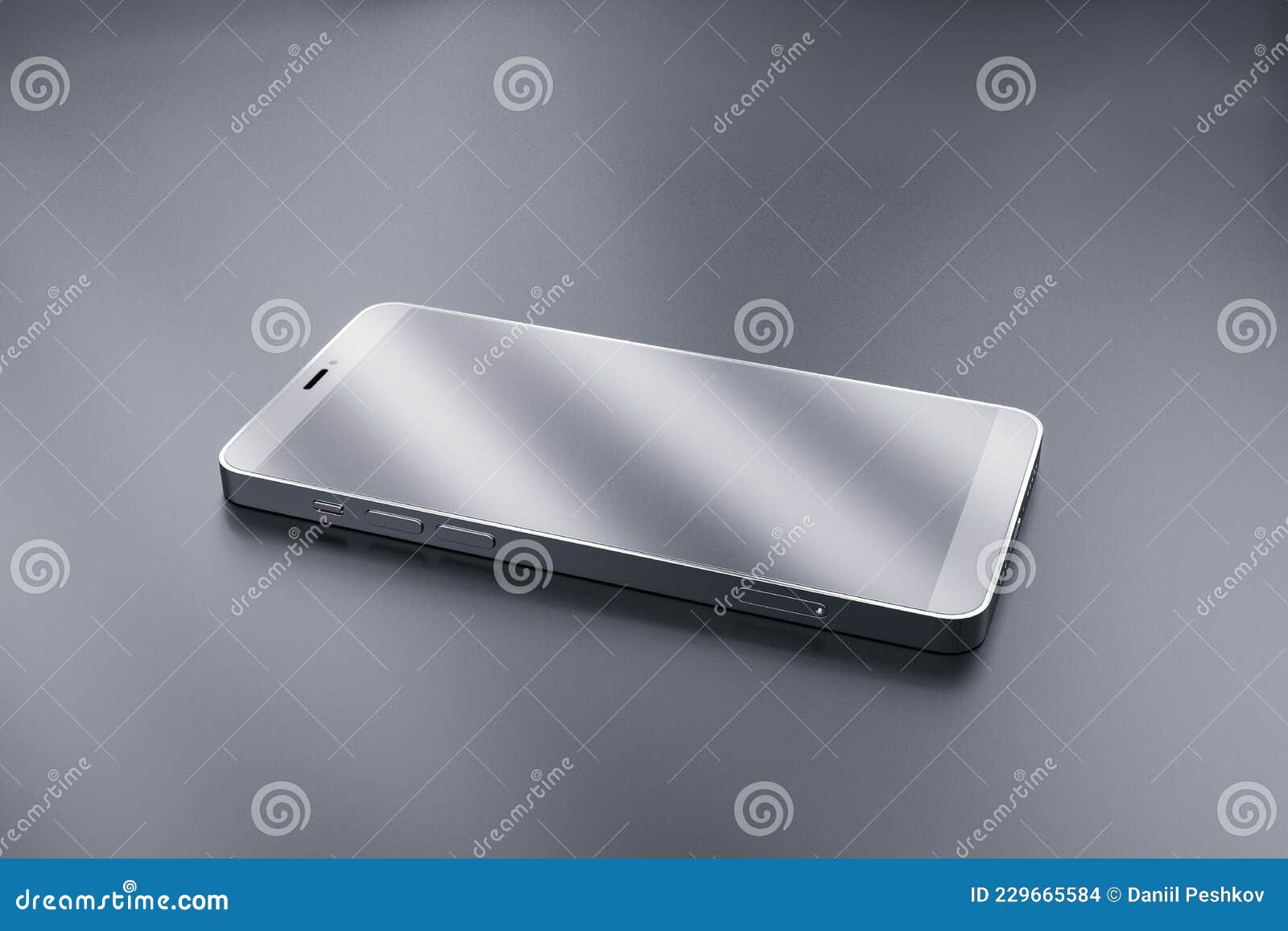Empty Mobile Phone with Reflections on Gray Background. Technology and ...