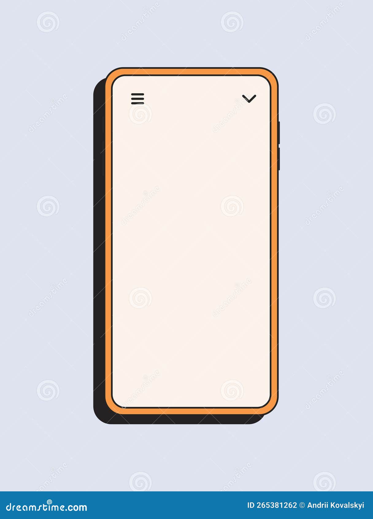 Empty Mobile Screen in Cute Flat Minimalistic Style. Smartphone Frame ...