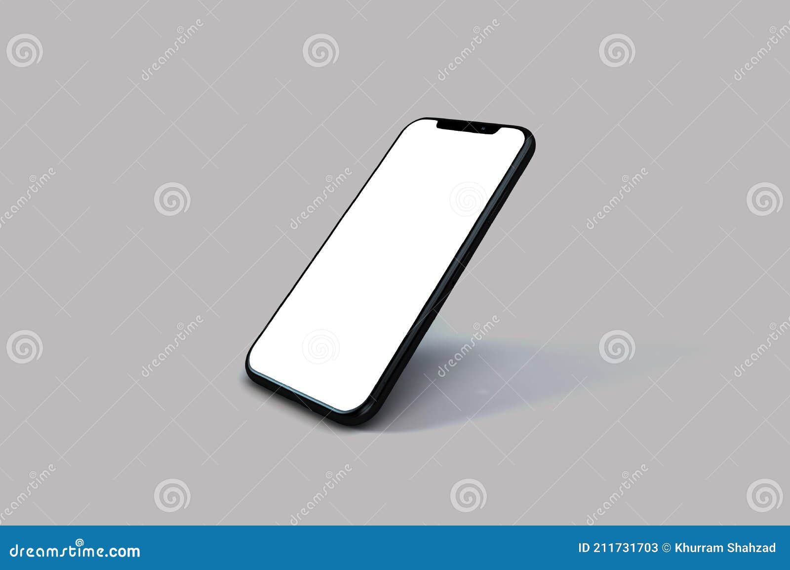 Blank Empty Mobile Screen Mockup with Subtle Shadow Stock Illustration ...