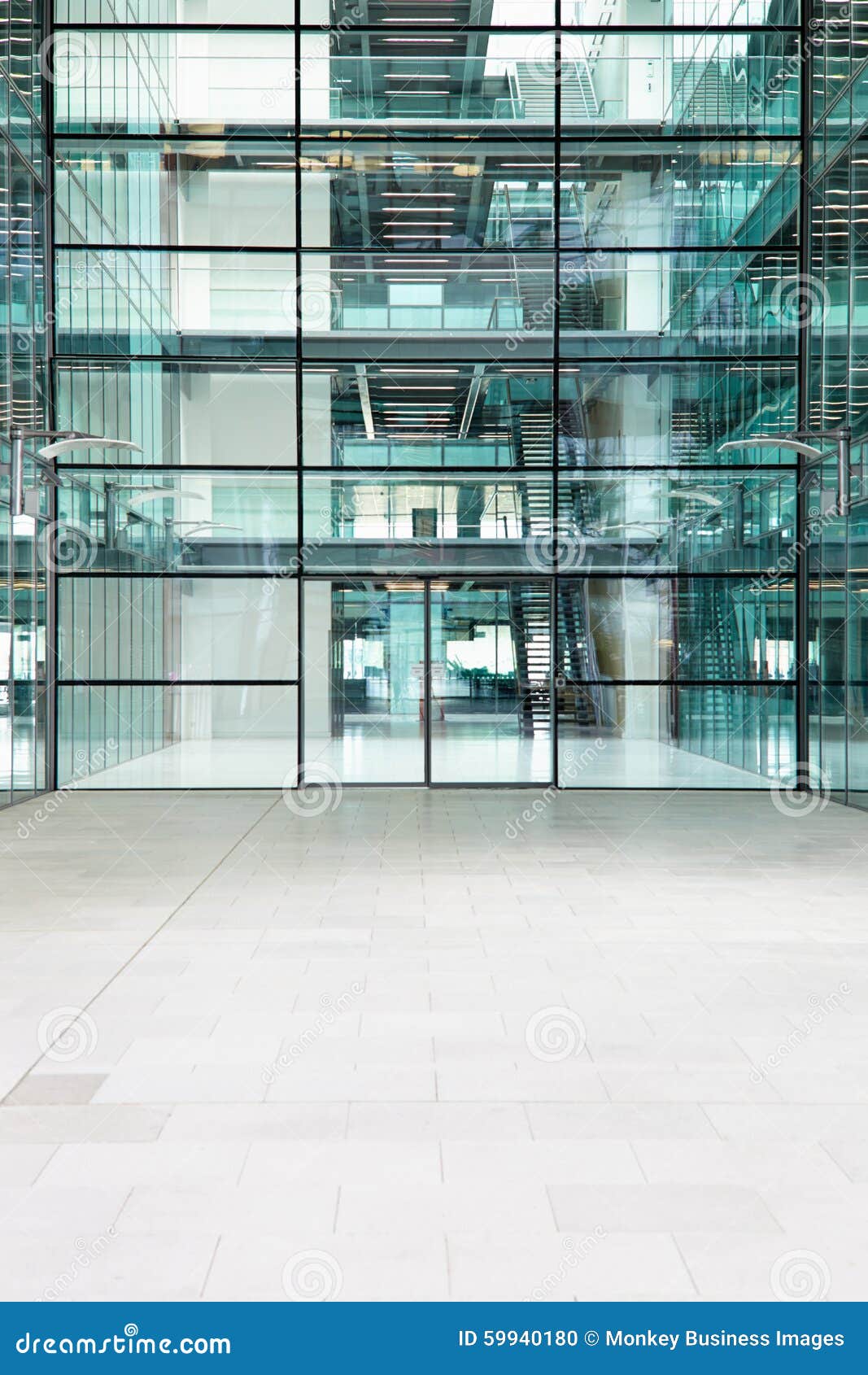 Empty, Modern Atrium of a Large Corporate Business, Vertical Stock ...