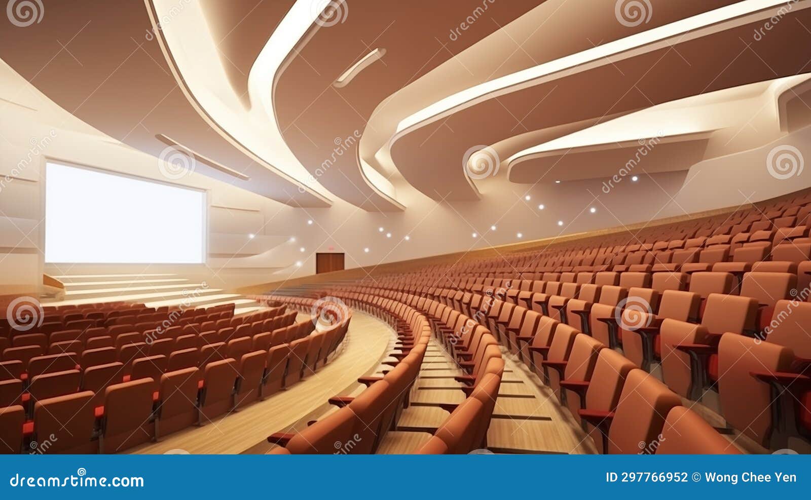 Empty Modern Auditorium Hall with Empty Seats Side View Stock ...