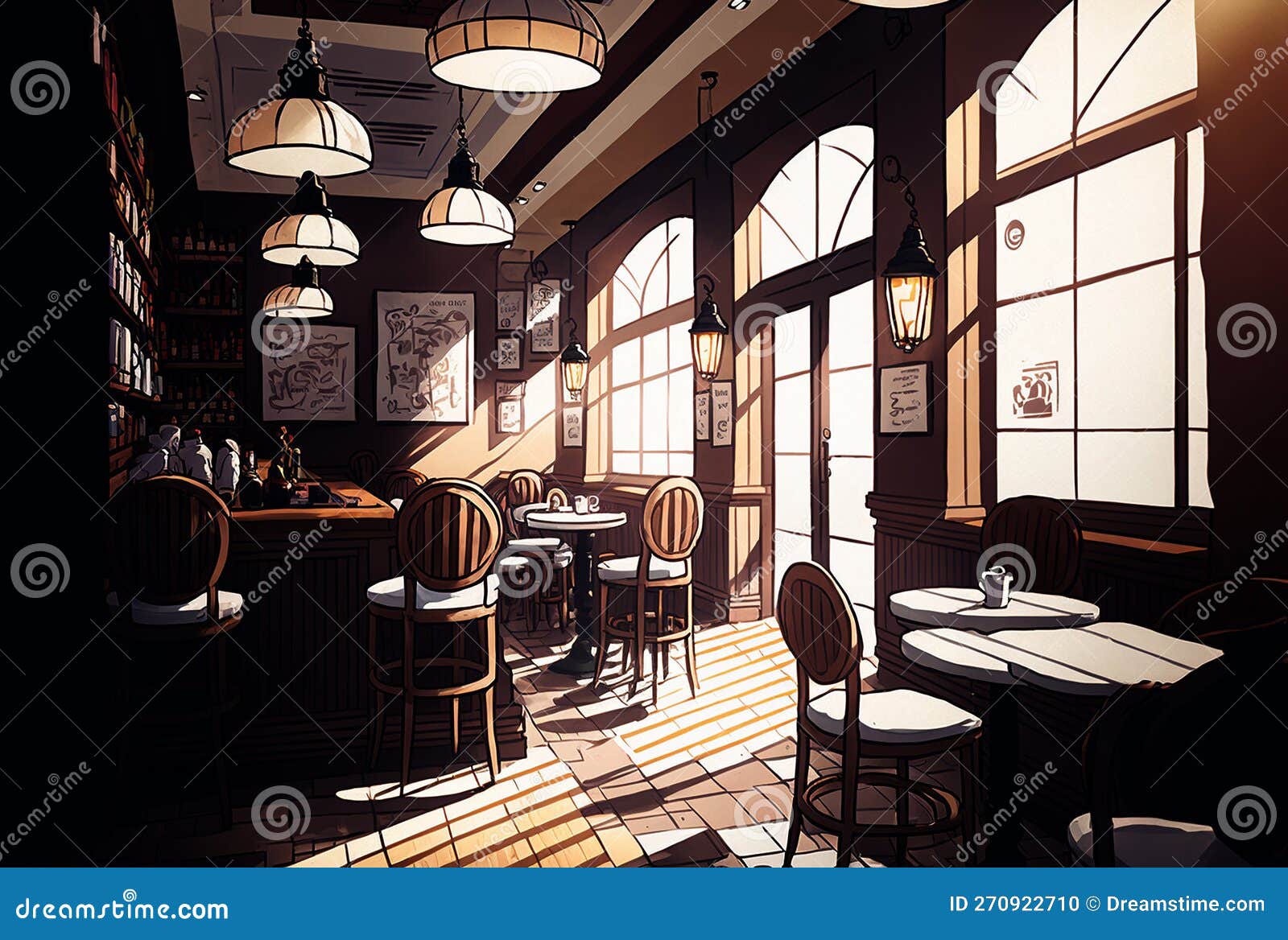 Empty Modern Cafe Interior with Chairs and Tables, Generative Ai Stock ...