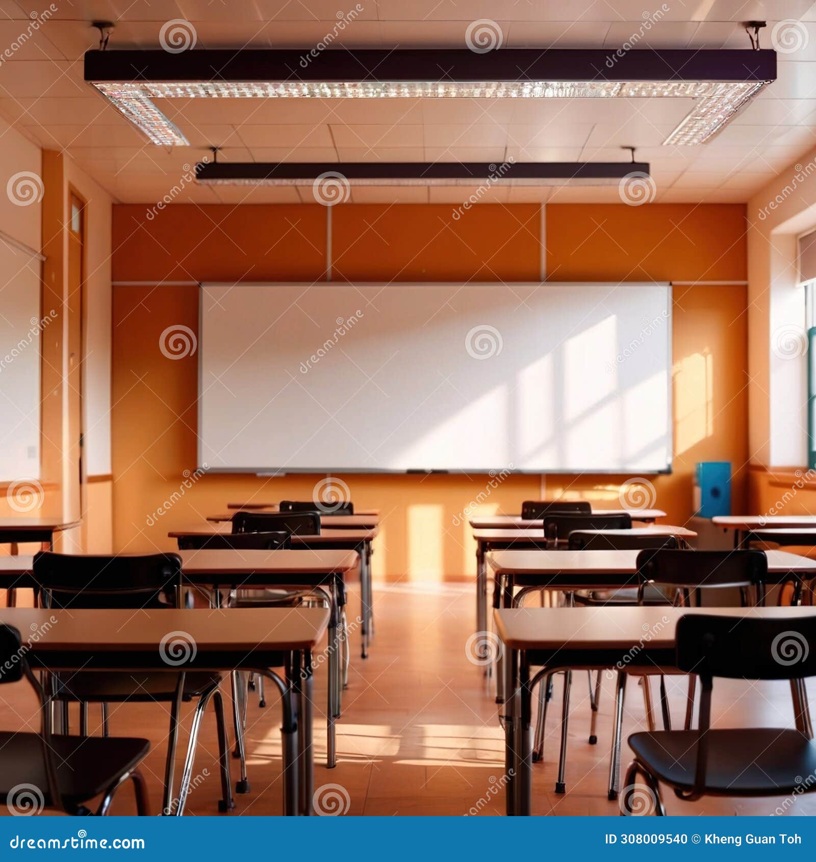 Empty Modern Classroom with Blank Whiteboard, Bright Sunny Education ...