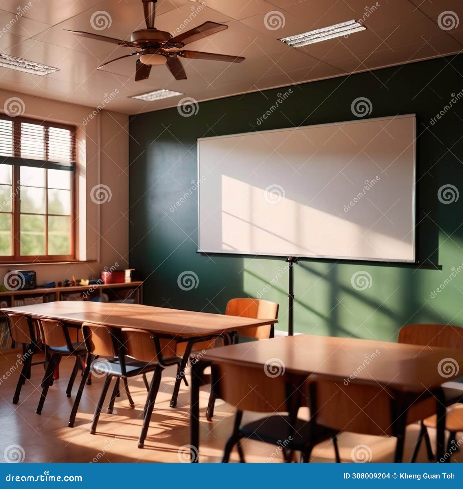 Empty Modern Classroom with Blank Whiteboard, Bright Sunny Education ...
