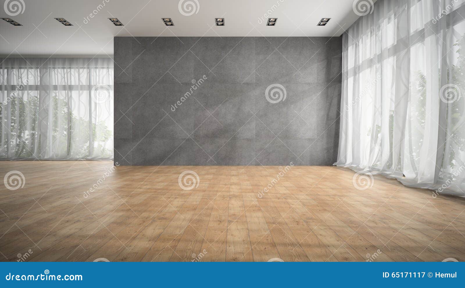 Empty Modern Design Room with Parquet Floor 3D Rendering Stock Image ...