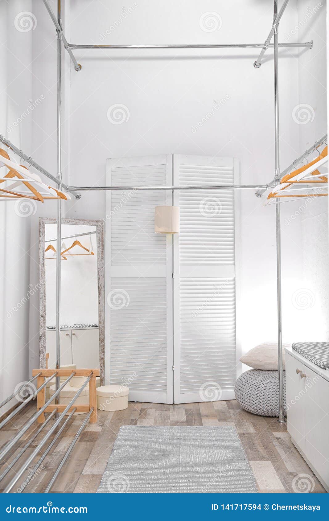 Empty Modern Dressing Room with Racks Stock Photo - Image of dresser ...