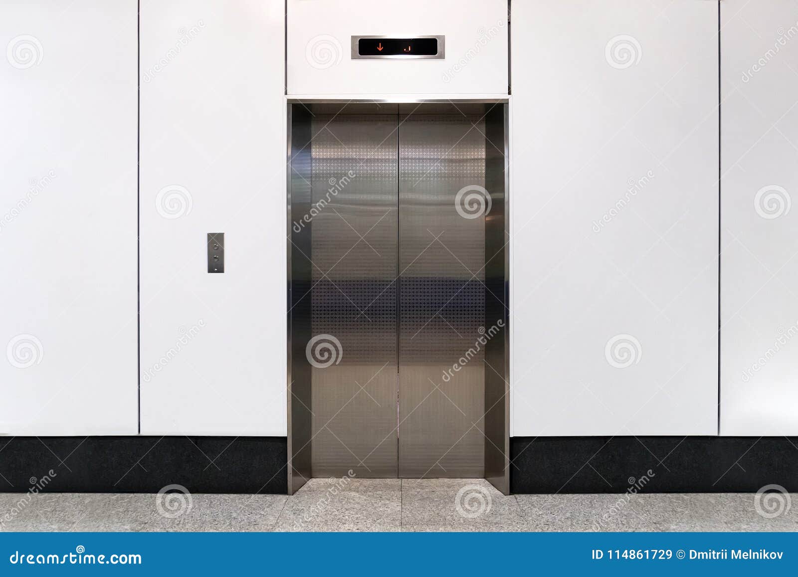 An Empty Modern Elevator or Lift with Metal Doors Stock Image - Image ...