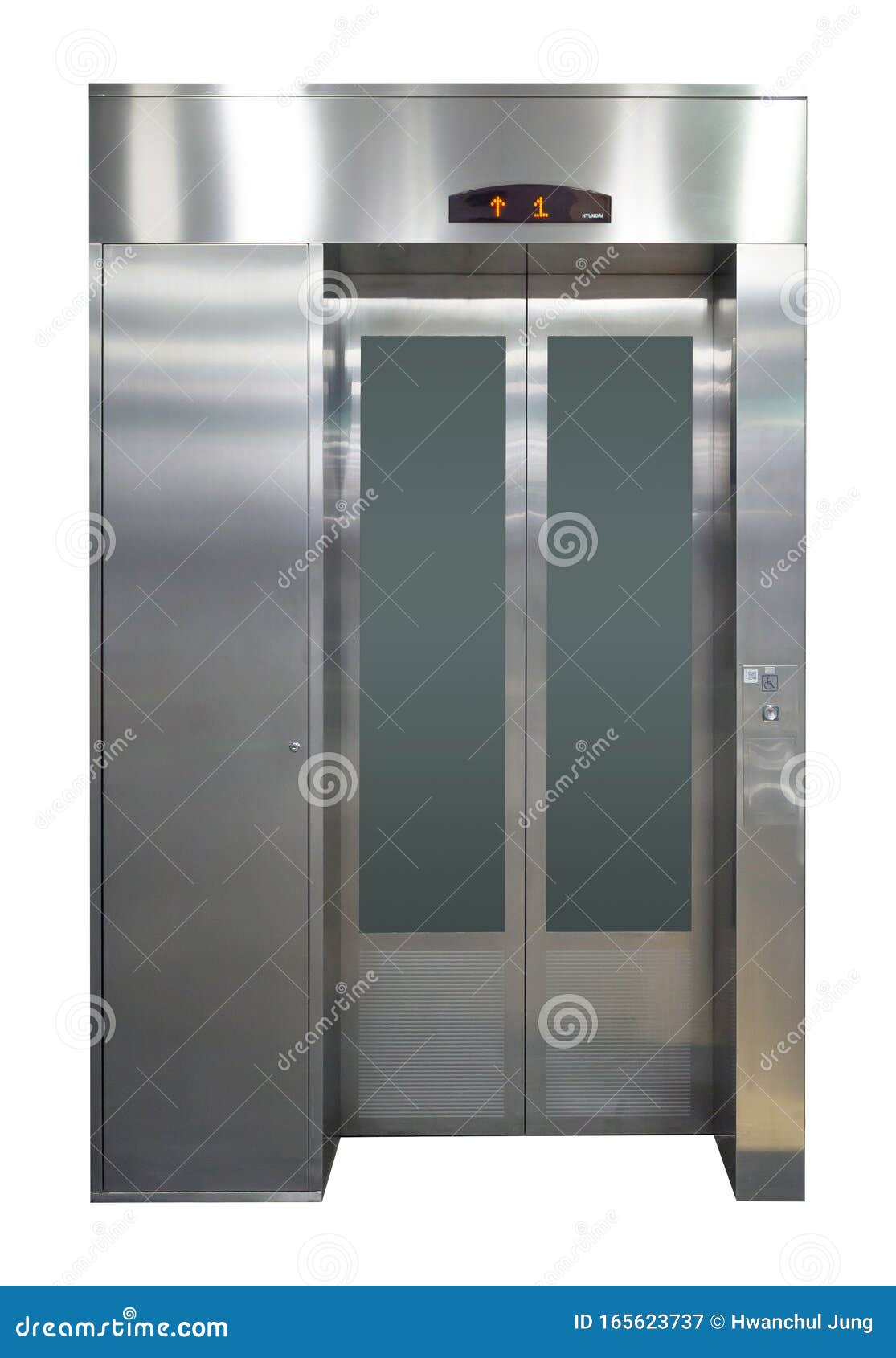 An Empty Modern Elevator or Lift with Metal Doors. Isolated Stock Image ...