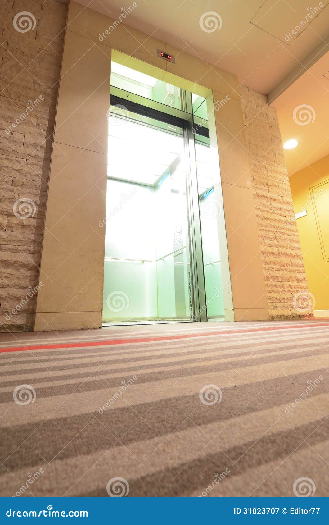 Empty Modern Elevator with Open Doors Stock Image - Image of floor ...