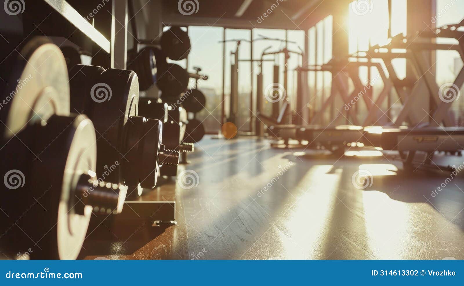 Empty Modern Gym Background Interior with Various Equipment Stock ...