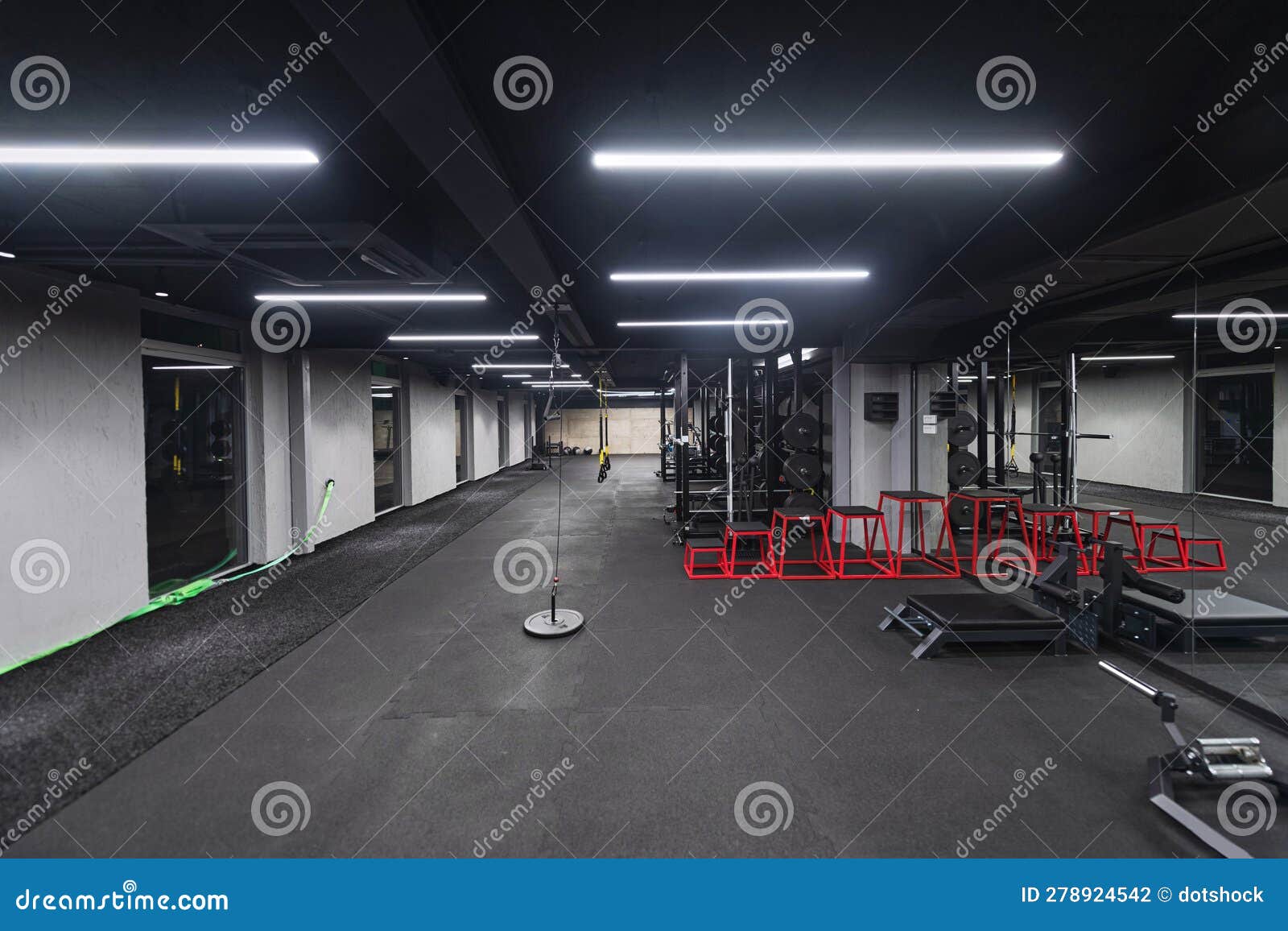 An Empty Modern Gymnasium with a Variety of Equipment, Offering a ...