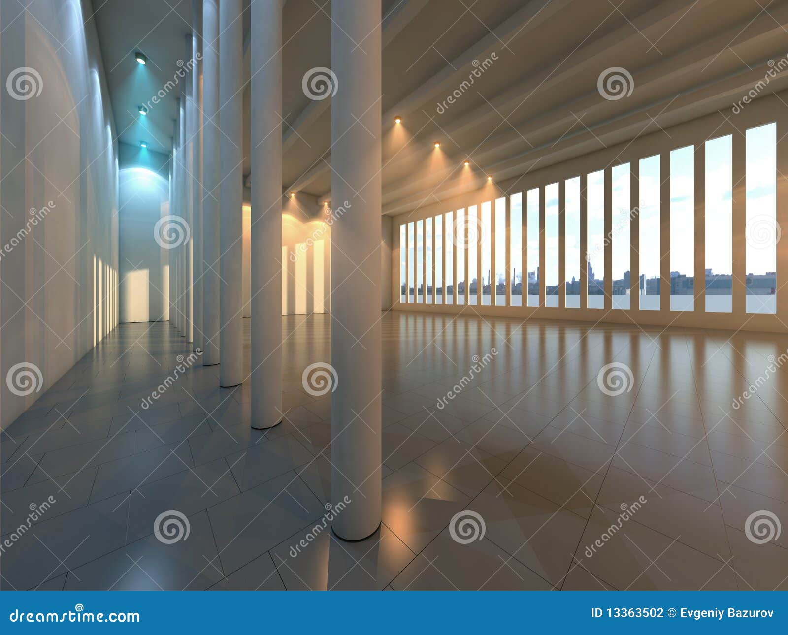 Empty modern hall stock illustration. Illustration of city - 13363502