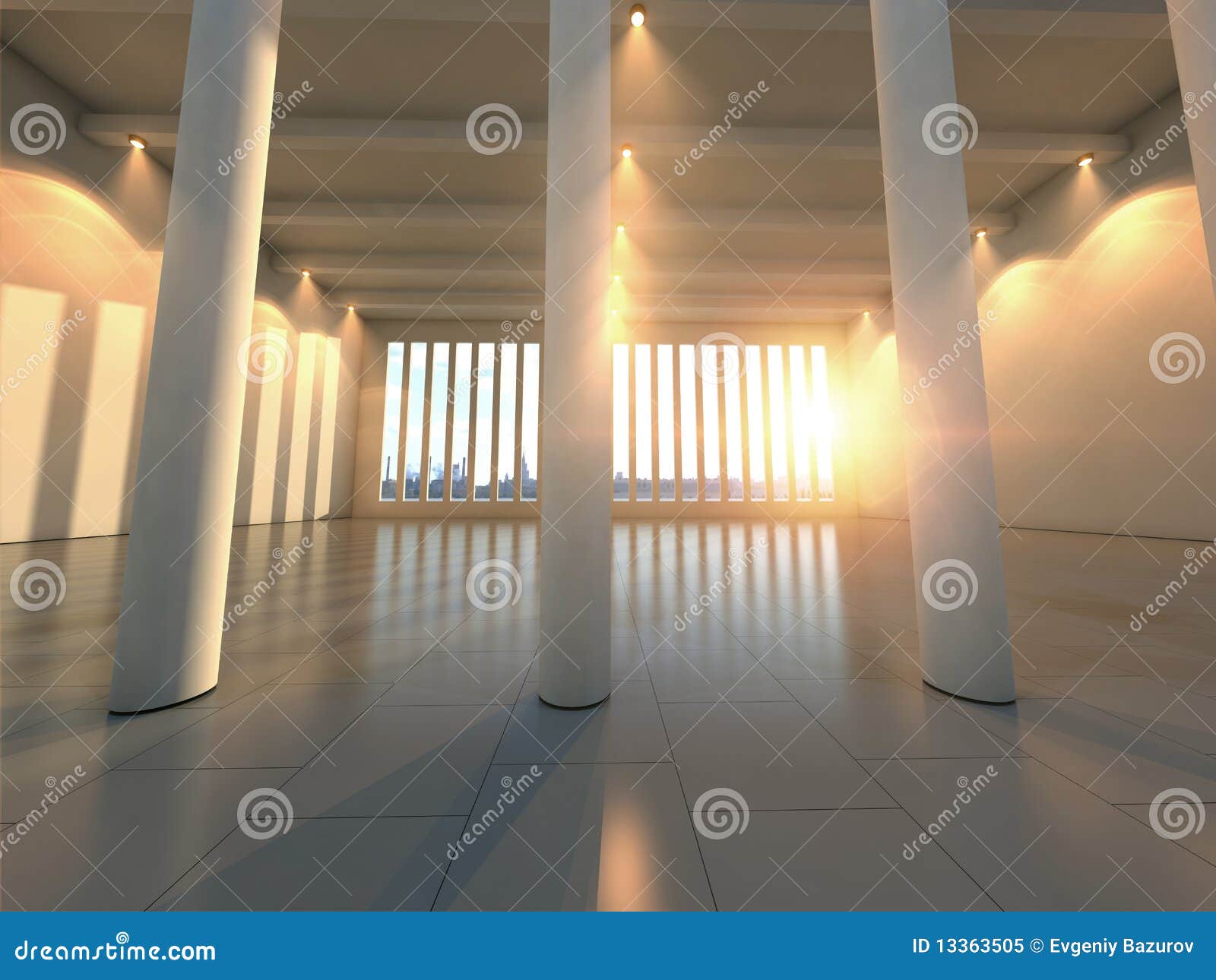 Empty modern hall stock illustration. Illustration of walls - 13363505